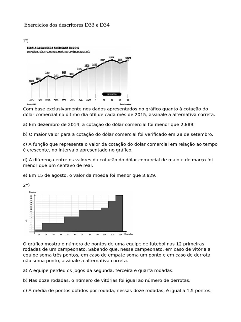 exercícios de gráficos e tabelas | PDF | Pães