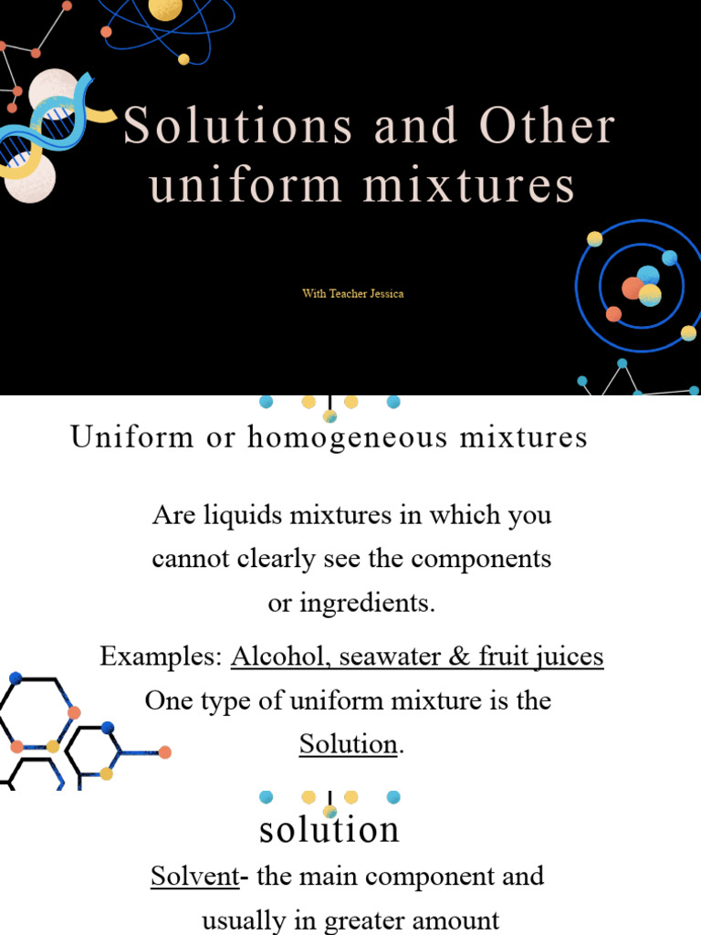 Solutions & Other Uniform Mixtures | PDF