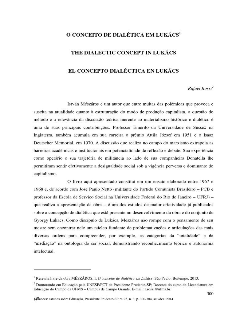 O Conceito de Dialetica em Lukacs | PDF