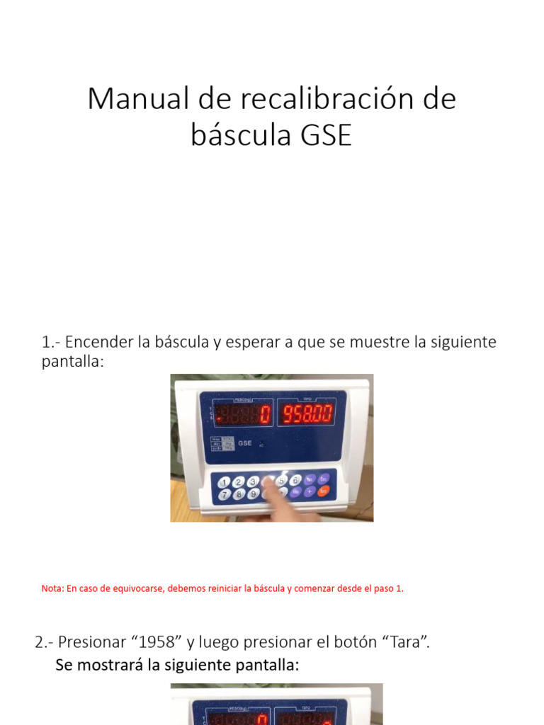 Manual de Recalibración de Báscula GSE | PDF