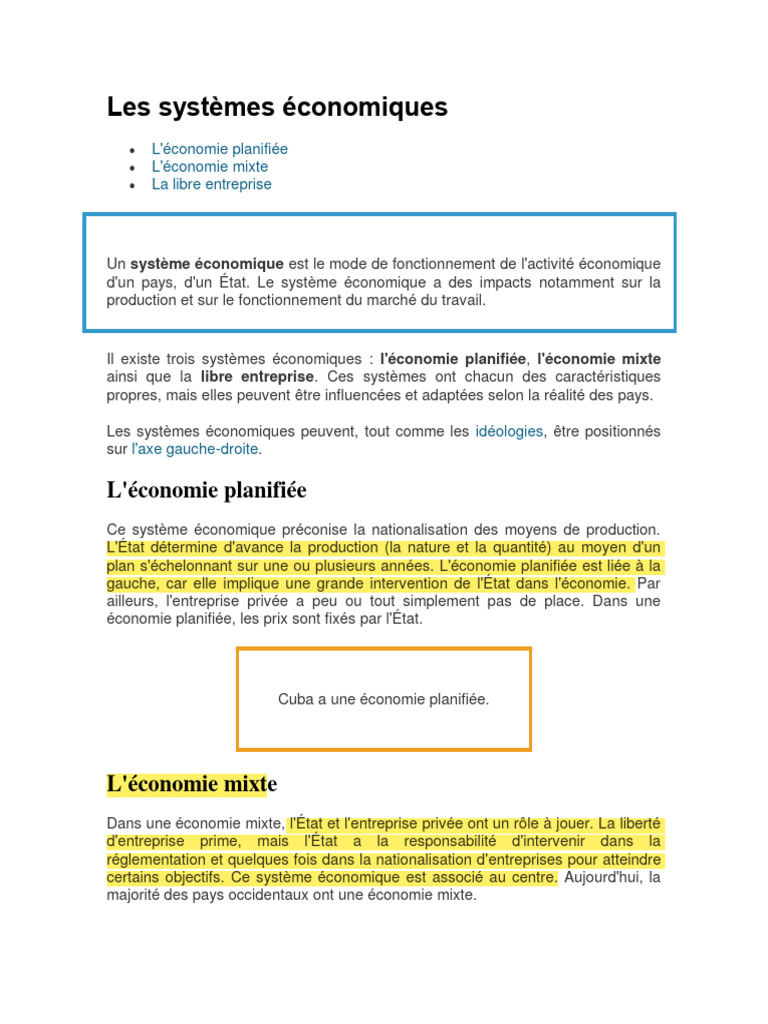 Les Systèmes Économiques | PDF