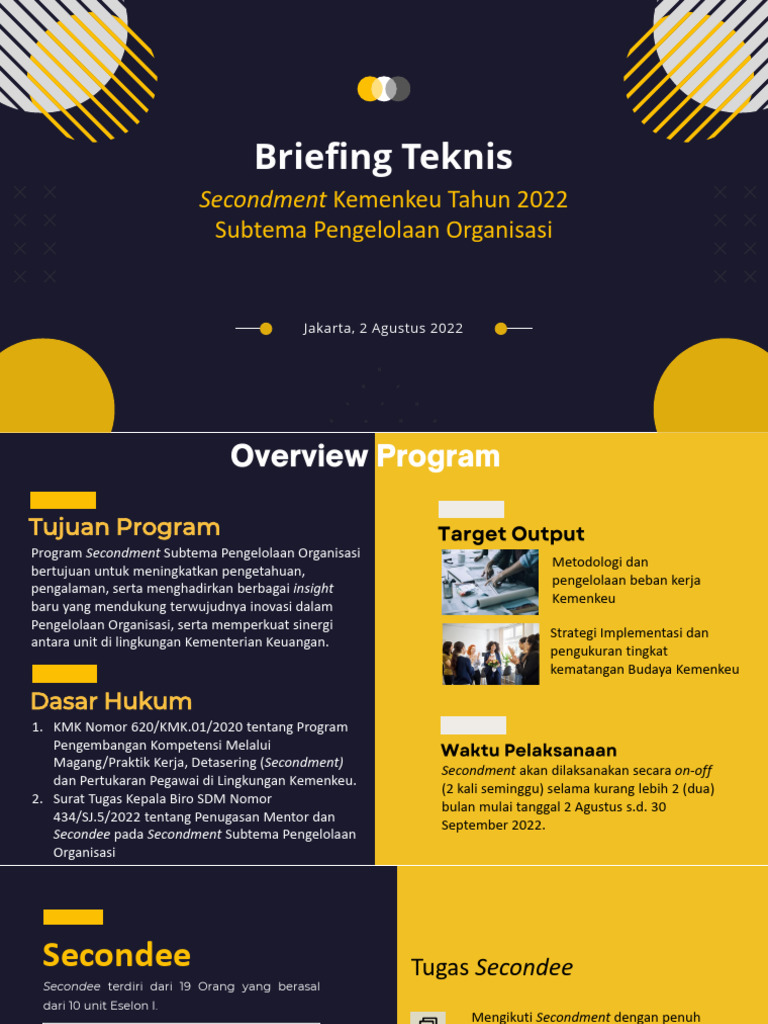 Bahan Briefing Secondment Subtema Organisasi 02082022 | PDF