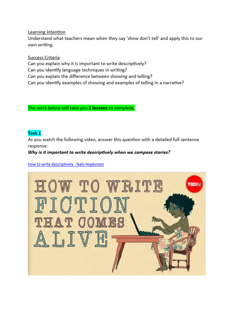 Showing Not Telling | PDF