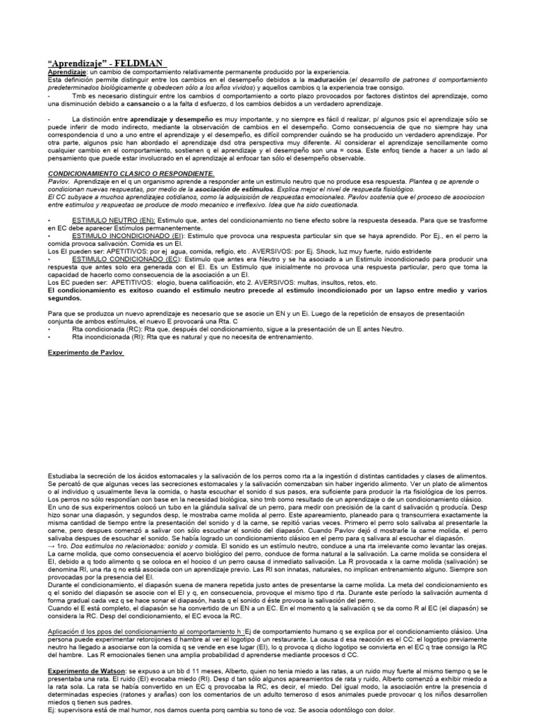 Mi Resumen Primer Parcial-1 | PDF | Reforzamiento | Aprendizaje