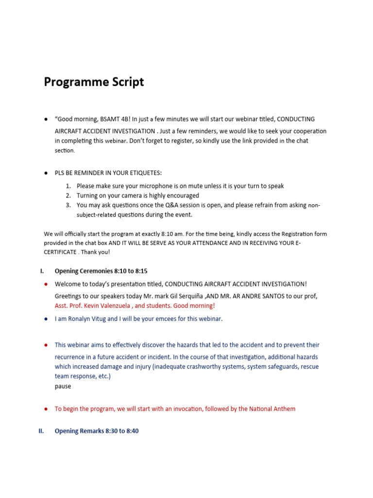 Programme Script | PDF