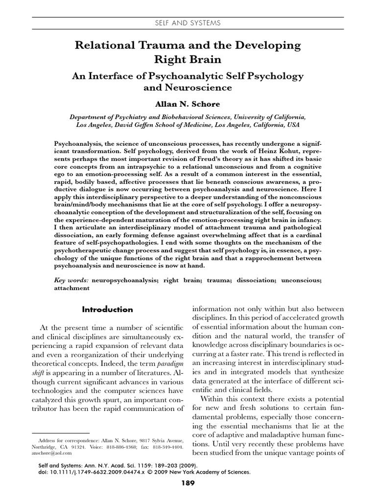 Relational Trauma and The Developing Right Brain An Interface of ...