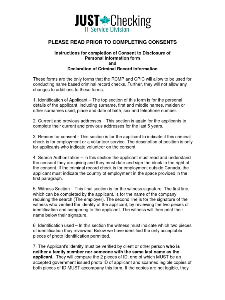 JCR TCS RCMP CPIC Directive Acceptable Forms of ID | PDF