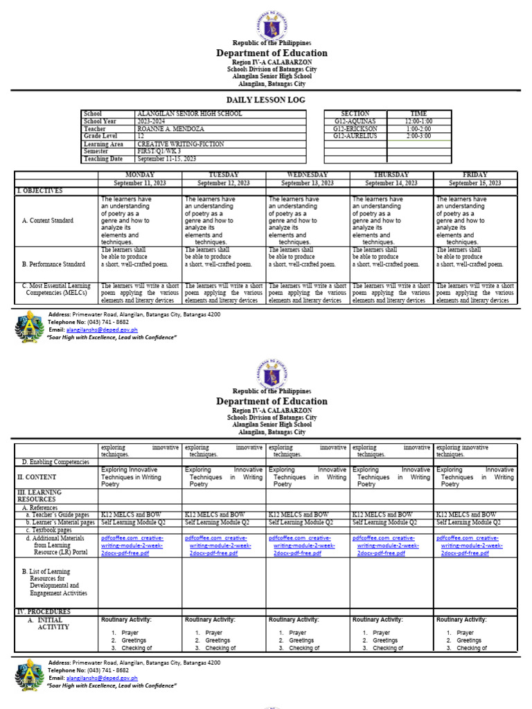 CWF Q1 - Week 3 | PDF