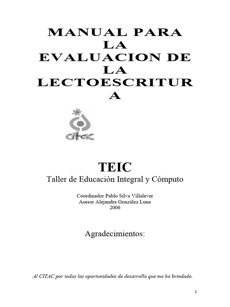 Manual Ev Alec Toes Cri Tura Me | PDF | Aprendizaje | Sílaba