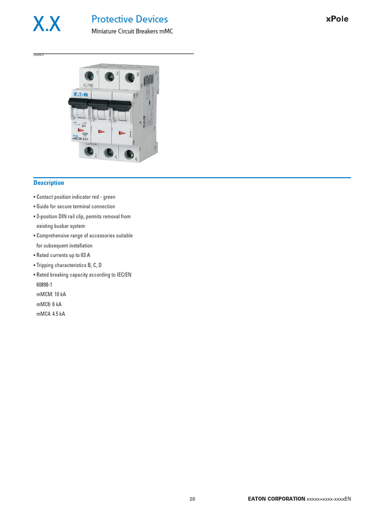 Eaton mmc4 6 M Xpole MCB Xstyle5 180502 en Us | PDF
