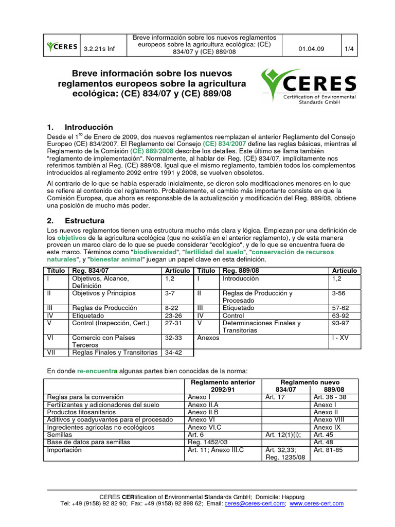 Nuevos Reglamentos de Agricultura Ecológica CE | PDF
