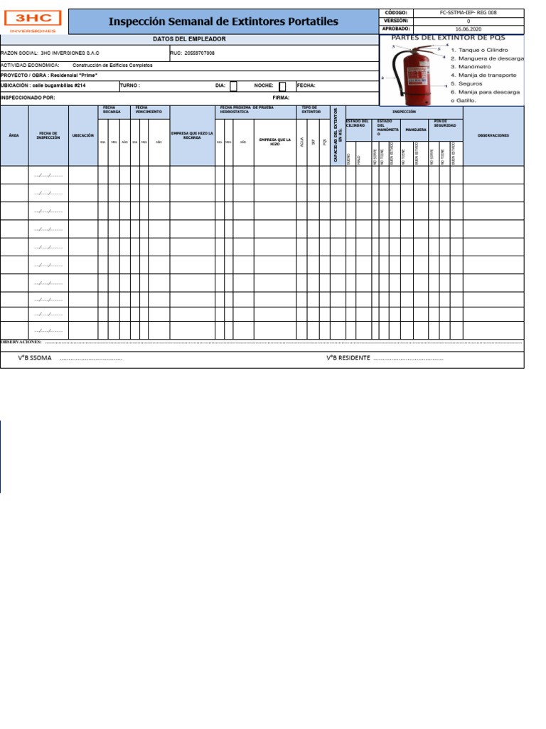 Formato de Inspección Extintores - MOD | PDF