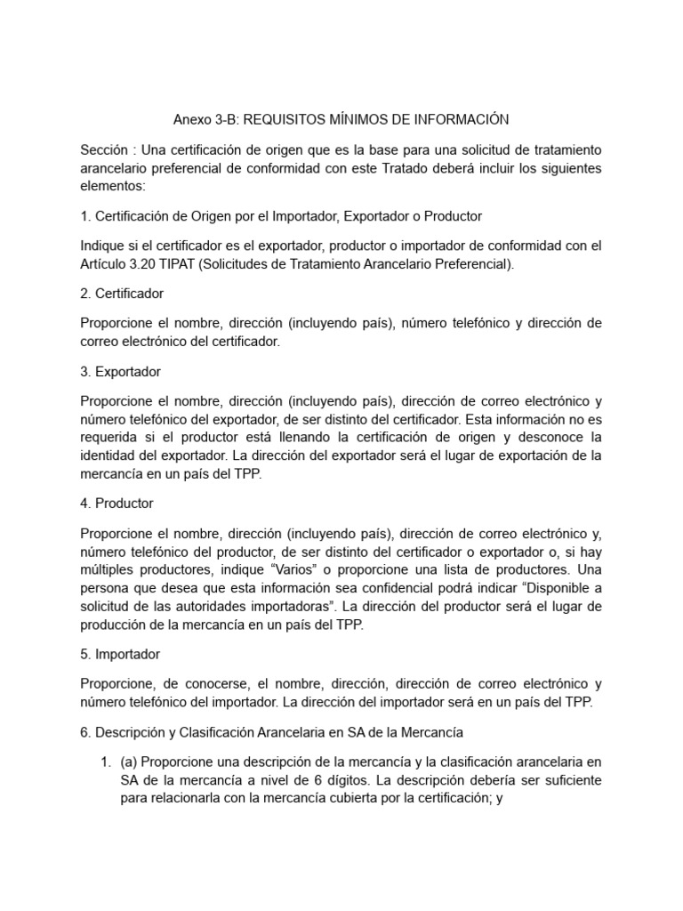 Requisitos Certificación de Origen TPP | PDF