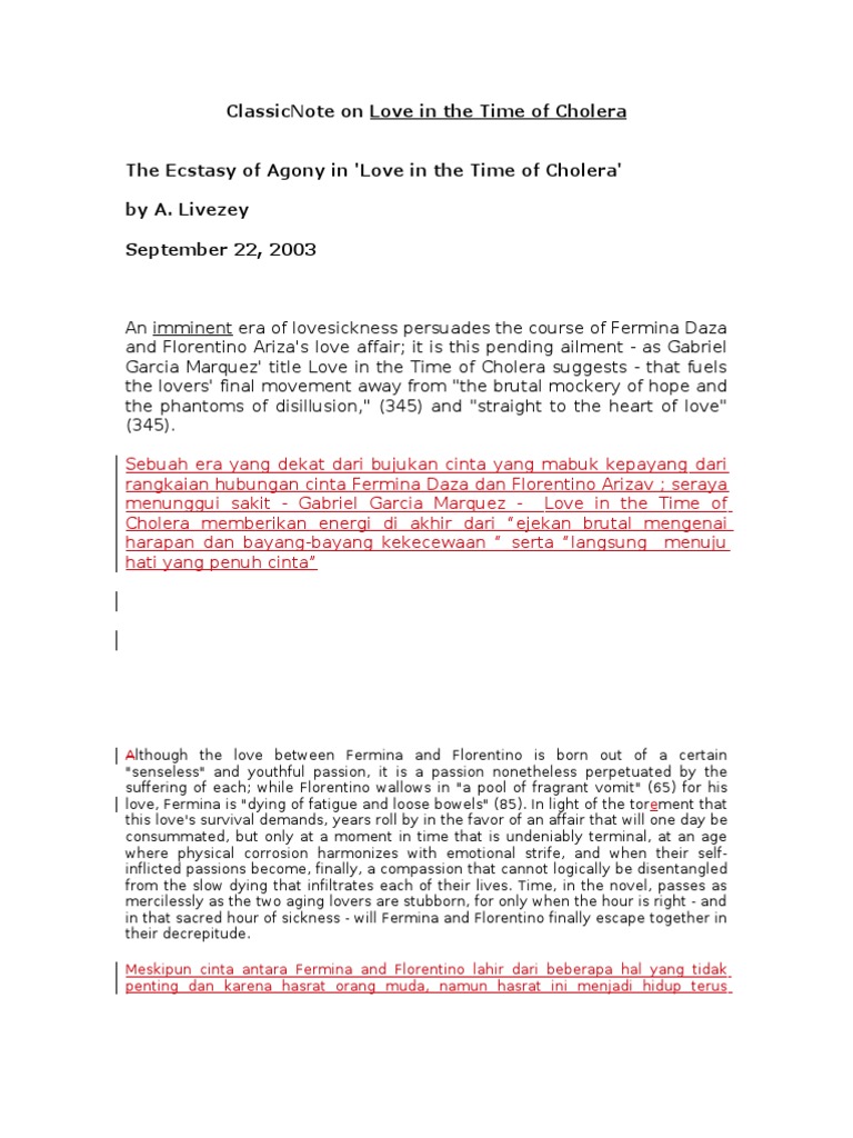 Classic Note On Love in The Time of Cholera | PDF | Religion And Belief