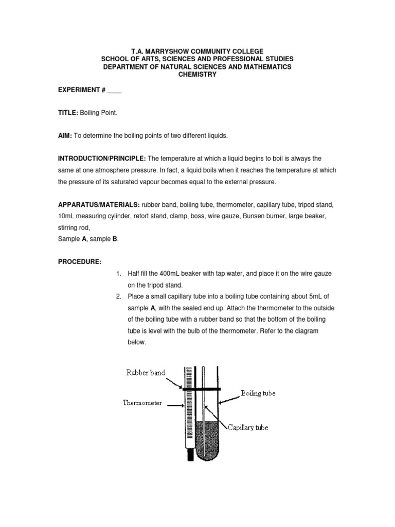 Boiling Point Experiment Guide | PDF | Boiling | Thermometer