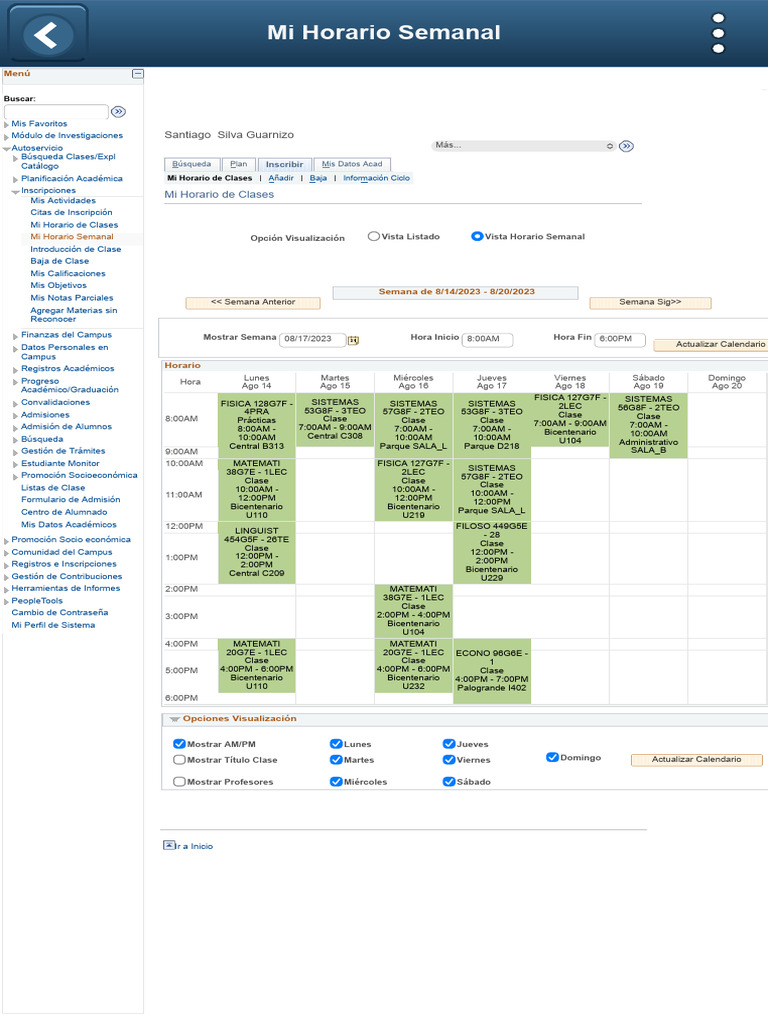 Mi Horario Semanal | PDF