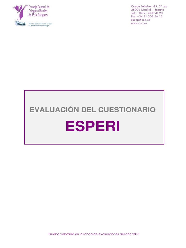 ESPERI | PDF | Validez (Estadísticas) | Investigación cuantitativa