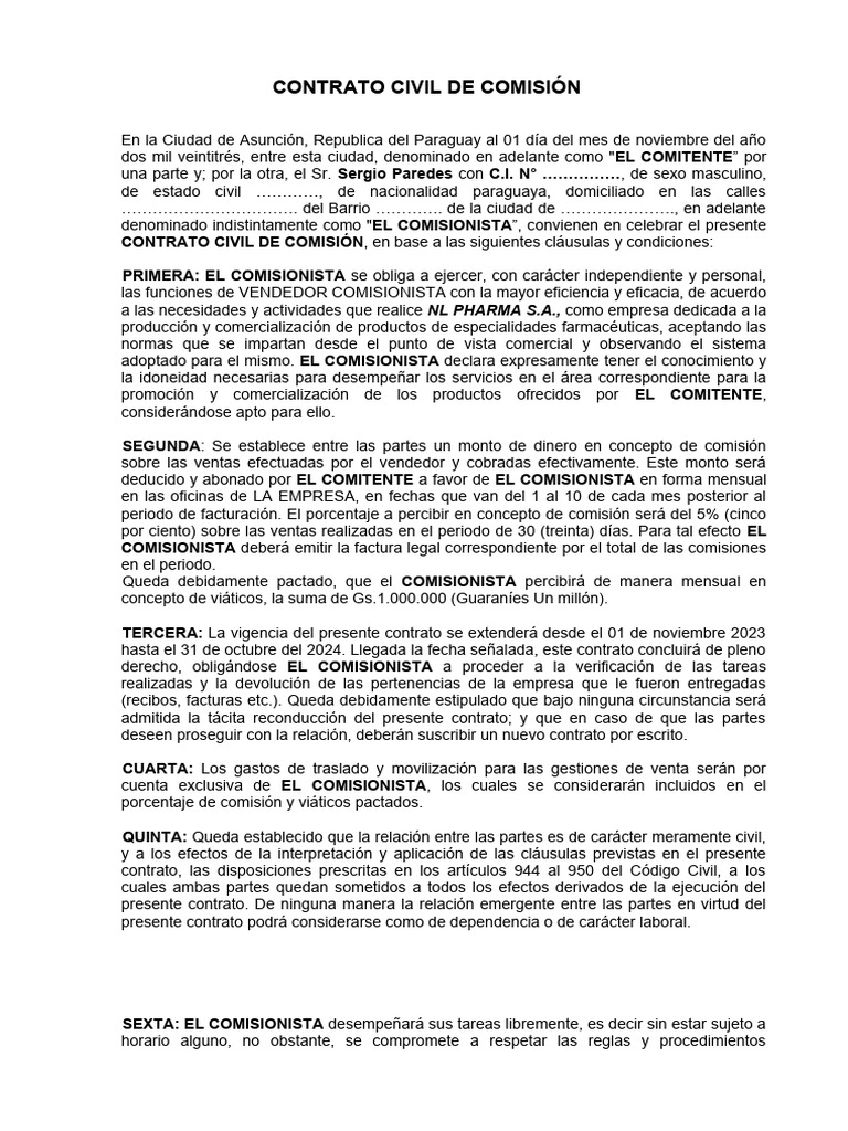 Contrato Vendedor Comisionista1 | PDF | Business
