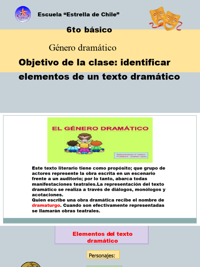 Elementos del Género Dramático 6to Básico | PDF