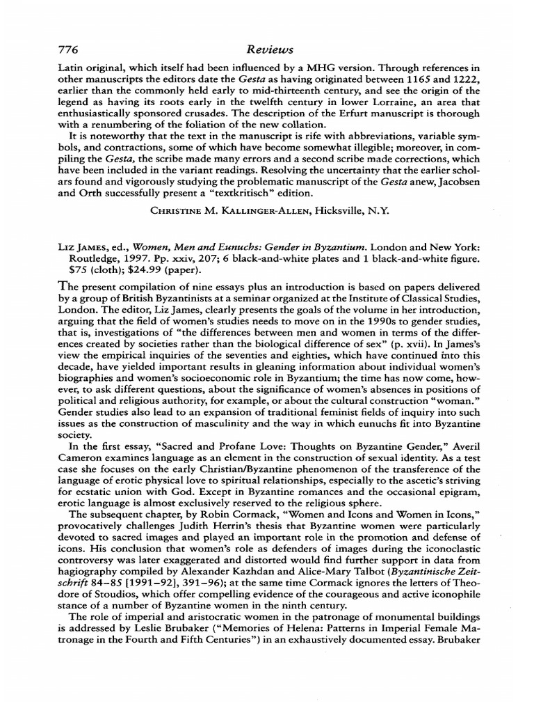 Gender Studies in Byzantine Era | PDF | Social Science | Classics