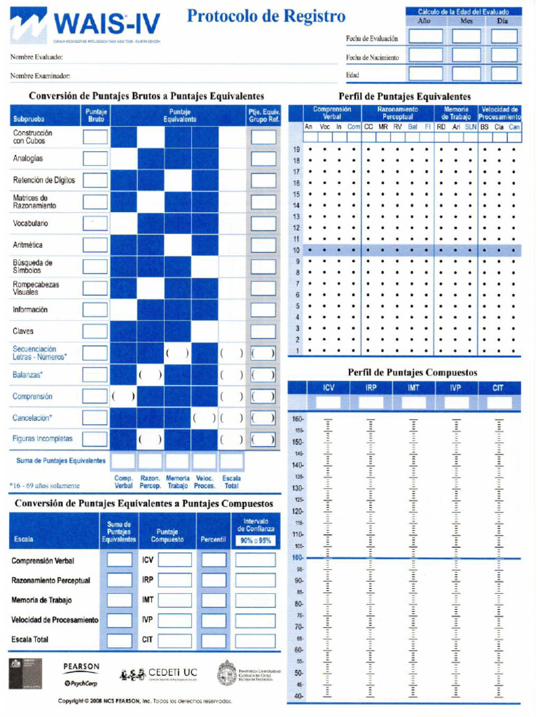 Protocolo Wais 2 | PDF