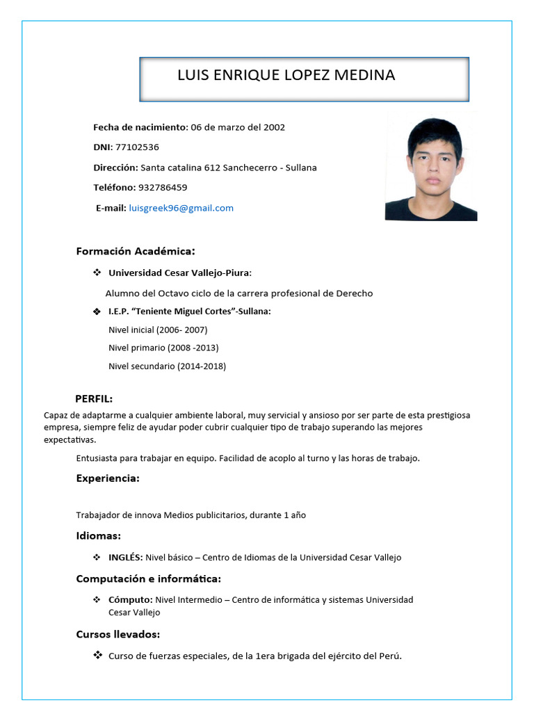 CV Luis Enrique Lopez Medina | PDF