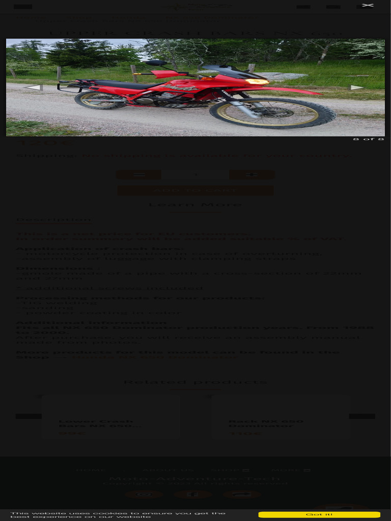 Upper Crash Bars NX 650 Dominator - Moto-Adventure-Tech 2 | PDF