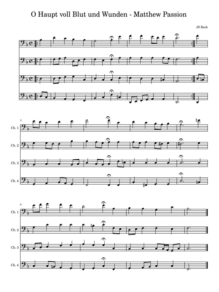 O Haupt Voll Blut Und Wunden - Matthew Passion | PDF | Choral ...
