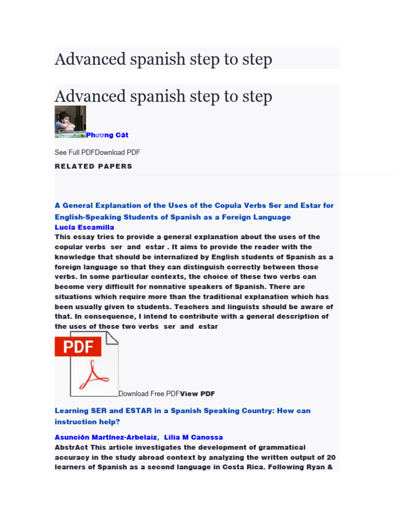 Advanced Spanish Step To Step Vol 1 | PDF | Linguistics | Spanish Language