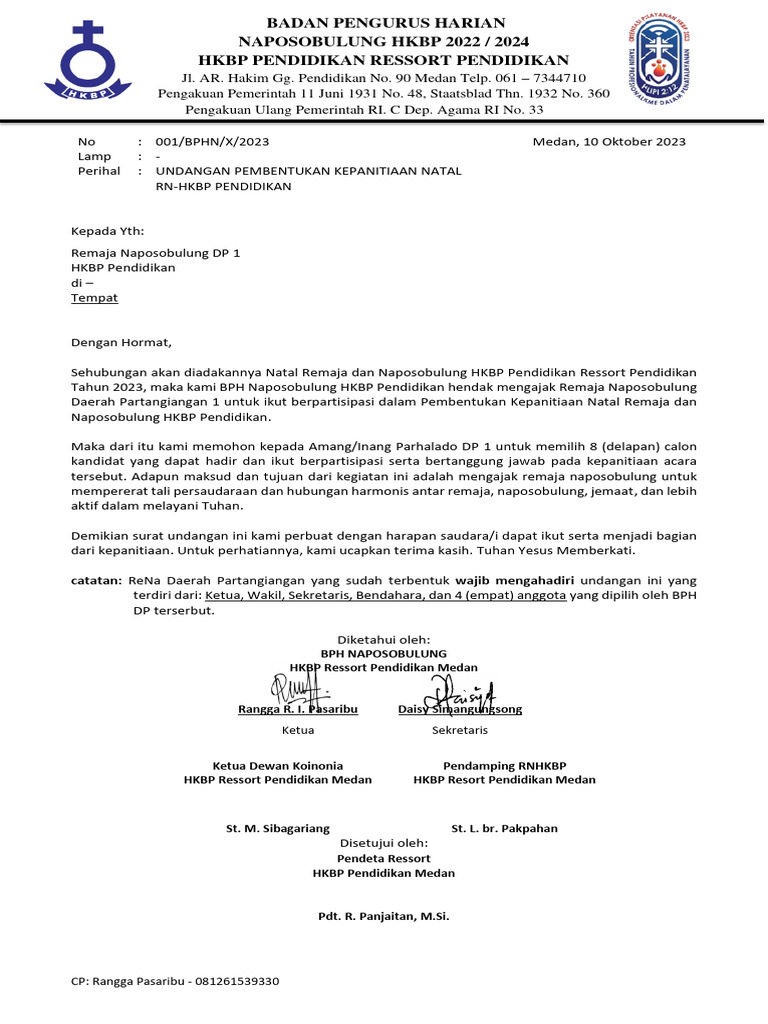 Surat Undangan Pembentukan Panitia Natal_DP 1 | PDF
