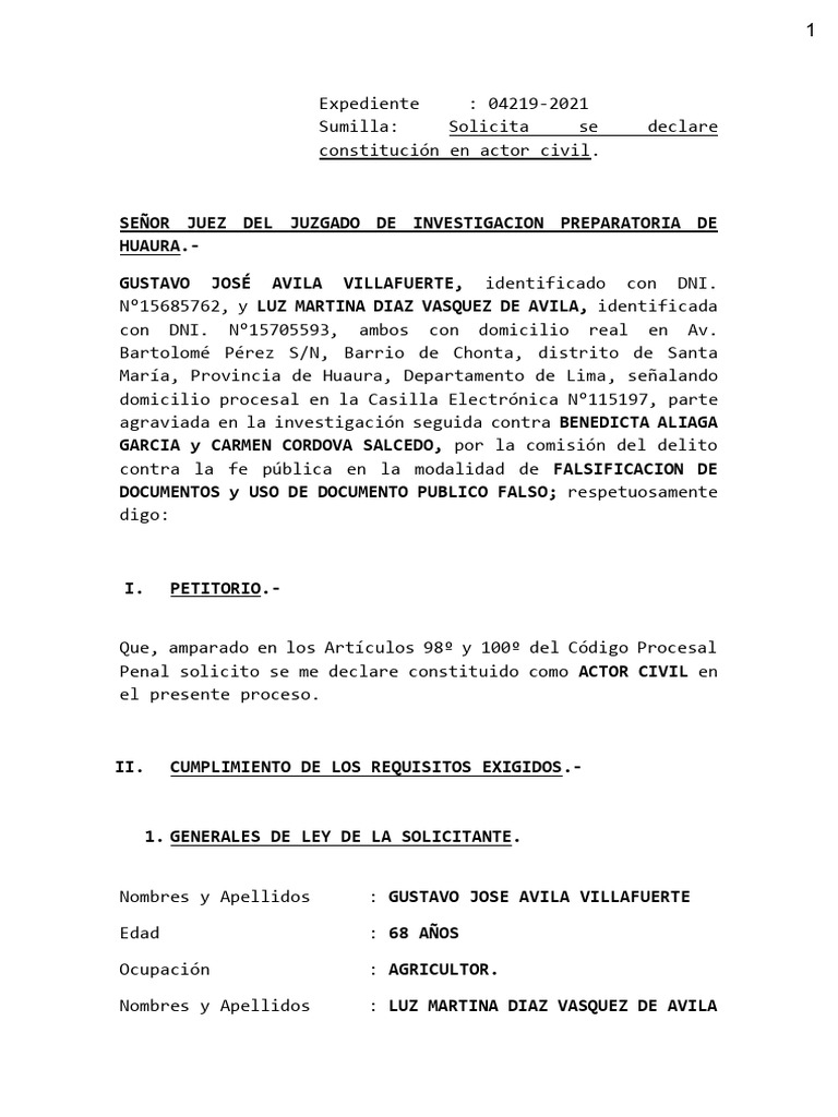 Actor Civil Avila Villafuerte Queda | PDF | Ciencias sociales
