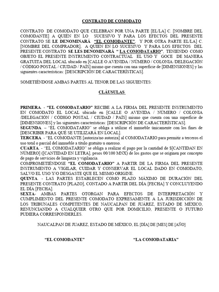 Contrato de Comodato | PDF
