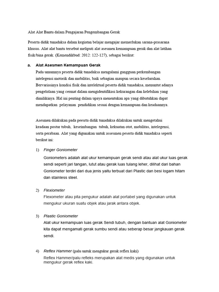 Alat Latihan dan Asesmen Gerak Tunadaksa | PDF | Sains & Matematika