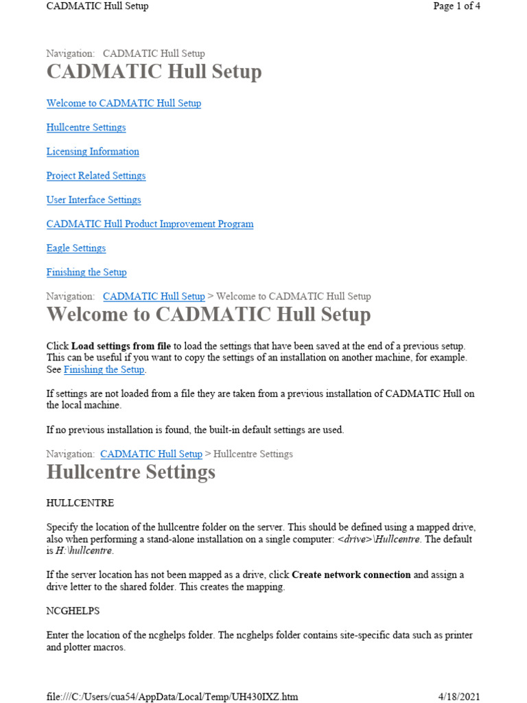 Cadmatic Hull Setup | PDF