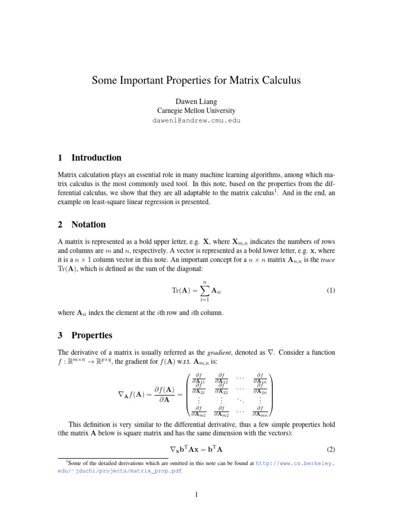 Mat Deriv | PDF | Matrix (Mathematics) | Least Squares