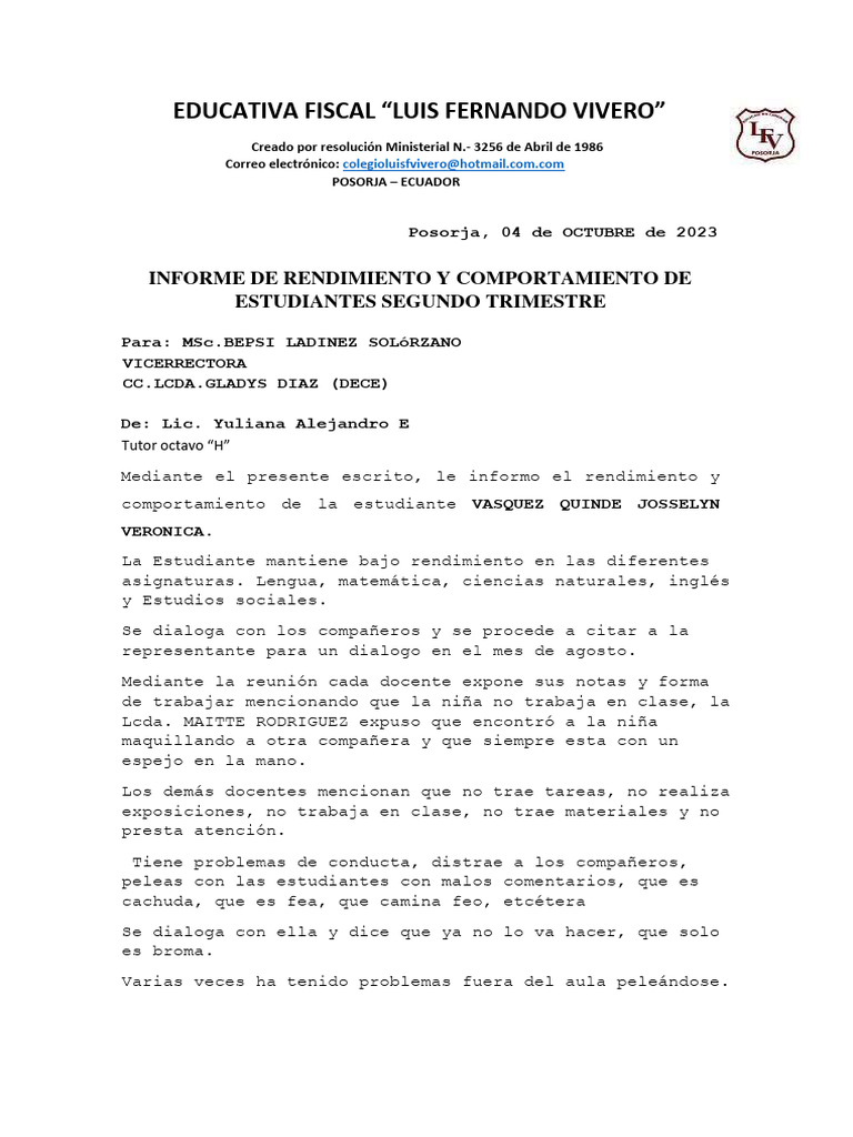 Informe de Tutor | PDF