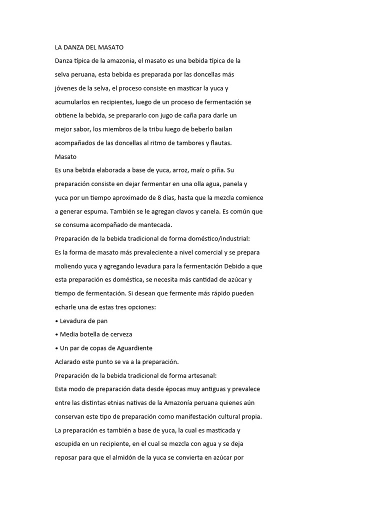 Danza y Ritual del Masato en Perú | PDF | Cerveza | Bebida