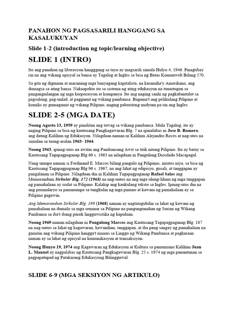 Panahon NG Pagsasarili Hanggang Sa Kasalukuyan | PDF