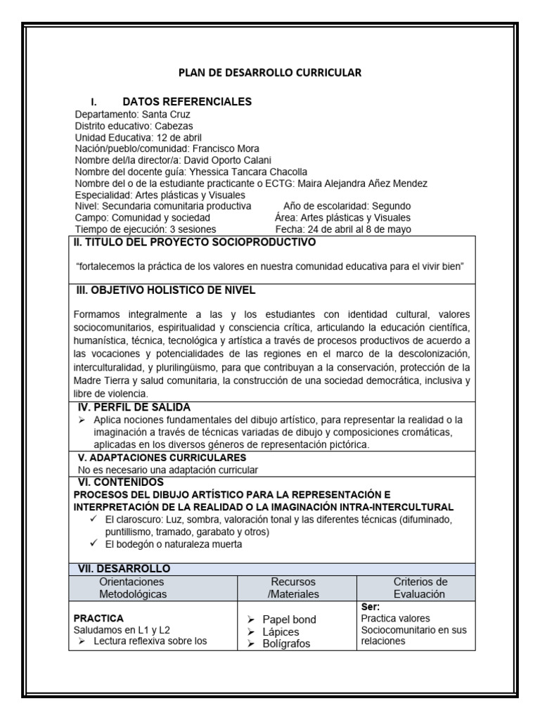 PLAN DE DESARROLLO CURRICULAR 2do, 3ro, 4to | PDF | Color | Azul