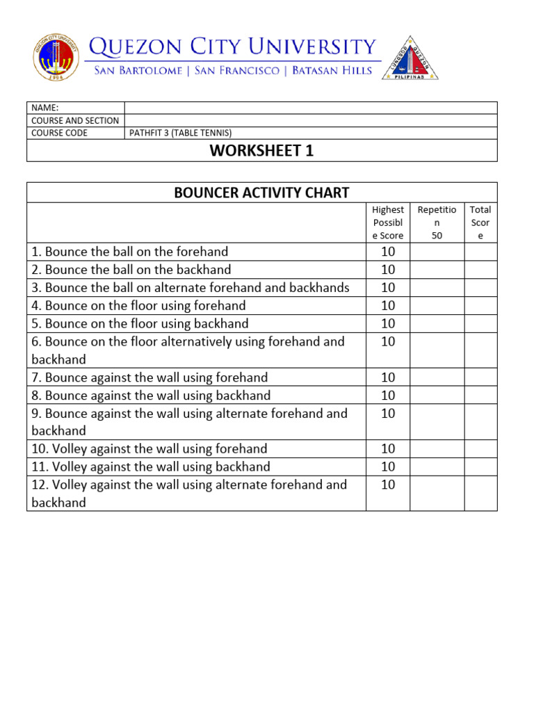 Table Tennis Worksheet | PDF | Language Arts & Discipline