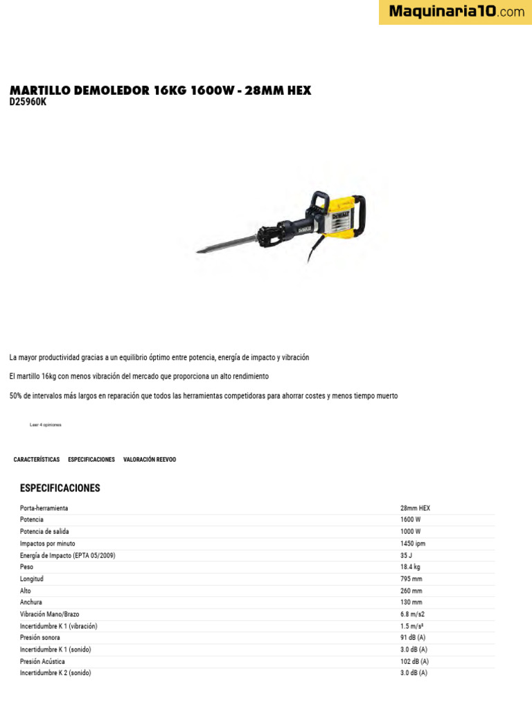 Dewalt Martillo Demoledor d25960k Qs | PDF