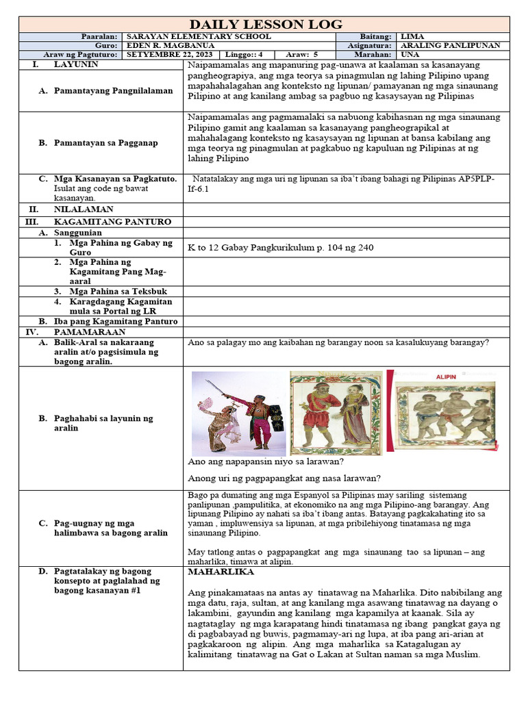 DLL-AP5-Q1-Week 4 Day 5 | PDF | Social Science