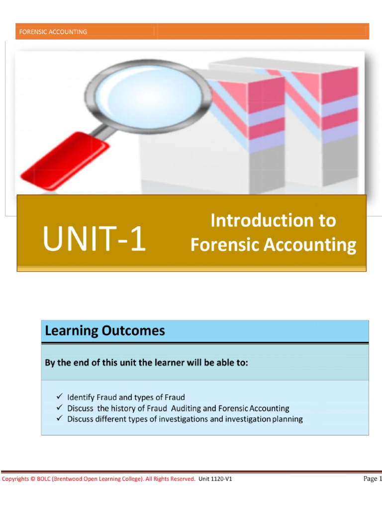 1667919116unit 1 1120-V1 Introduction To Forensic Accounting | PDF