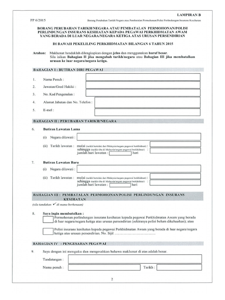 Insuran Ke Luar Negara Lampiran B Perubahan Pembatalan Pdf