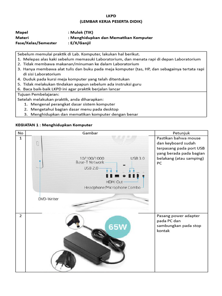 Pert 4-LKPD-Mematikan Dan Menghidupkan Komputer | PDF
