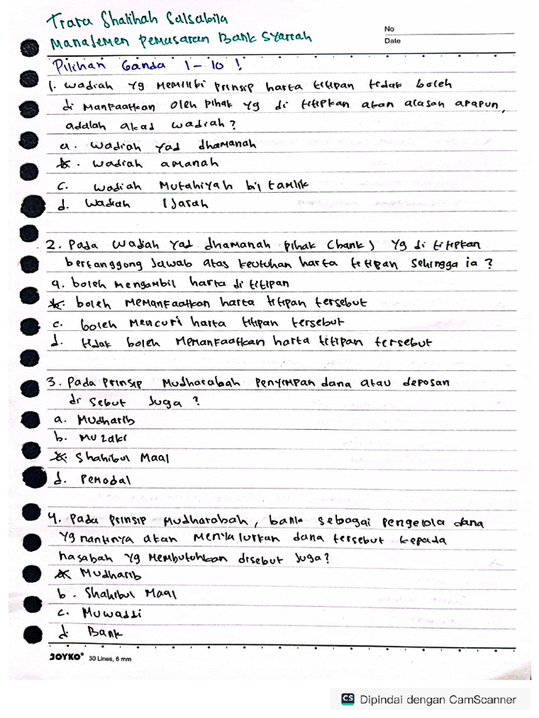 Soal Dan Jawaban Manajemen Pemasaran Bank Syariah - Tiara Shalihah ...