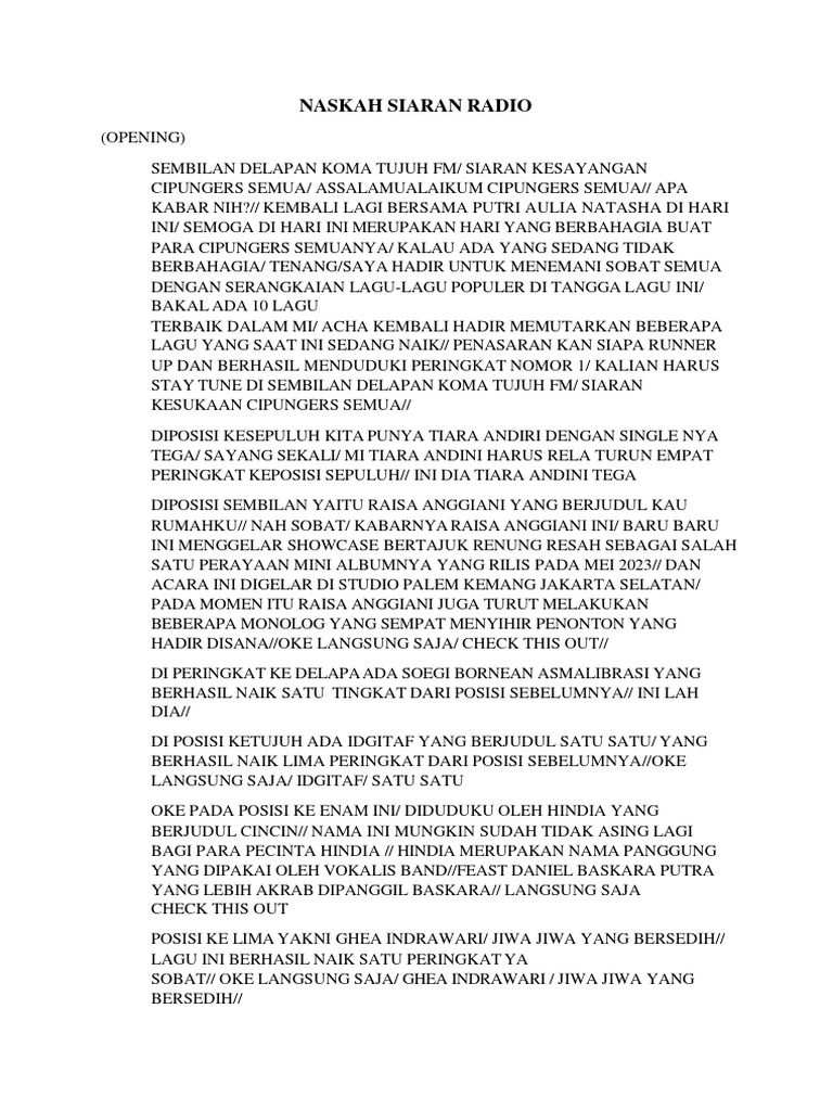 Naskah Radio Putri Aulia | PDF | Seni