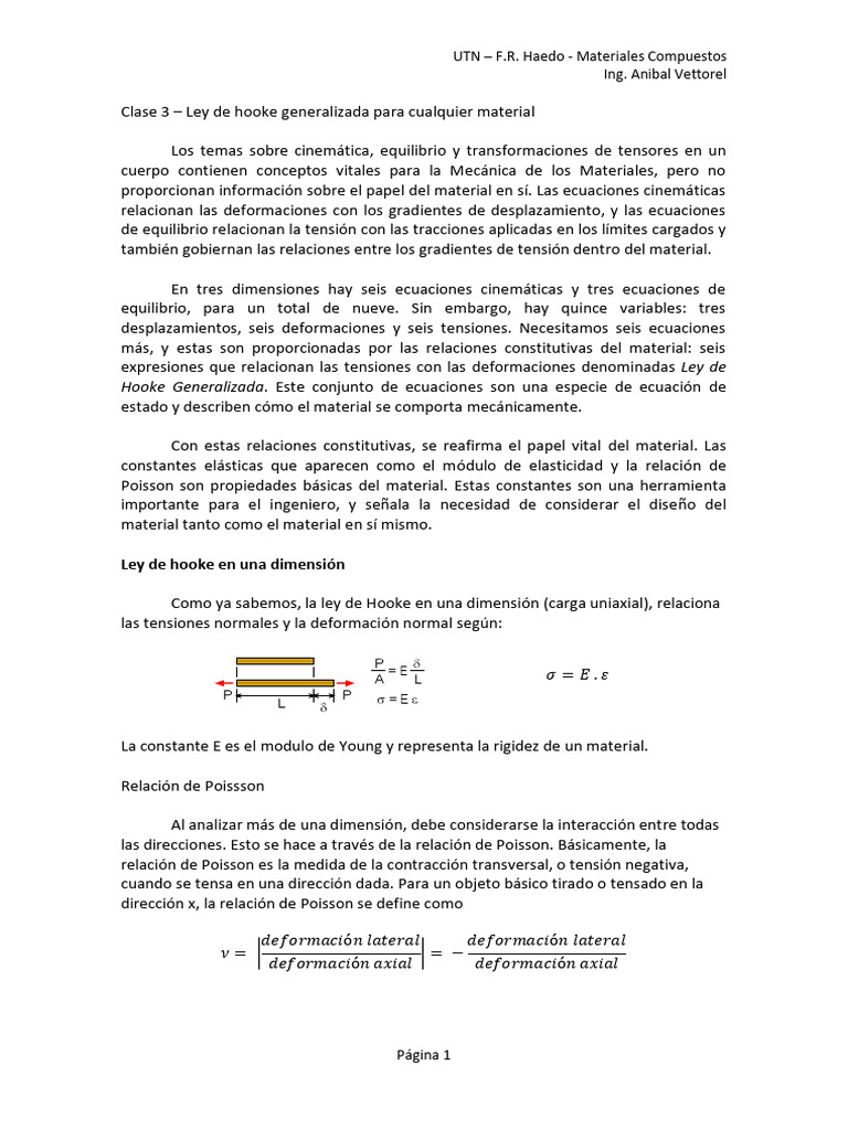 Ley de Hooke Generalizada en Materiales | PDF