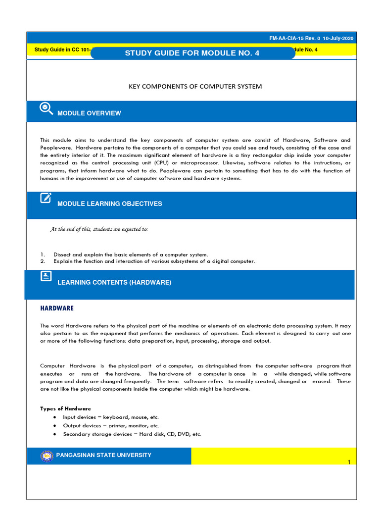 CC 101 SG4 | PDF | Computers