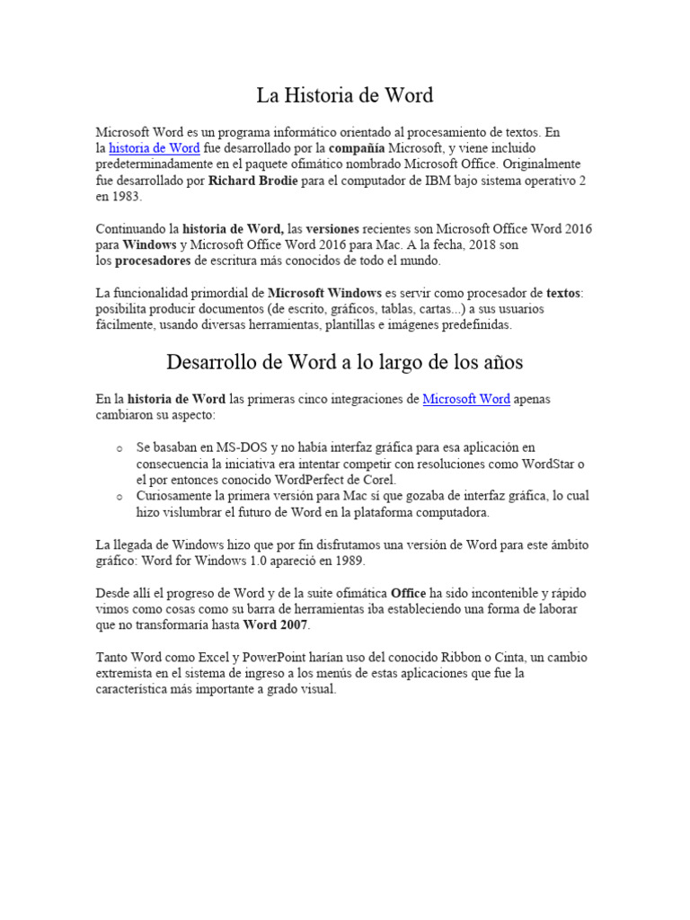 La Historia de Word | PDF | Microsoft Word | Microsoft Office